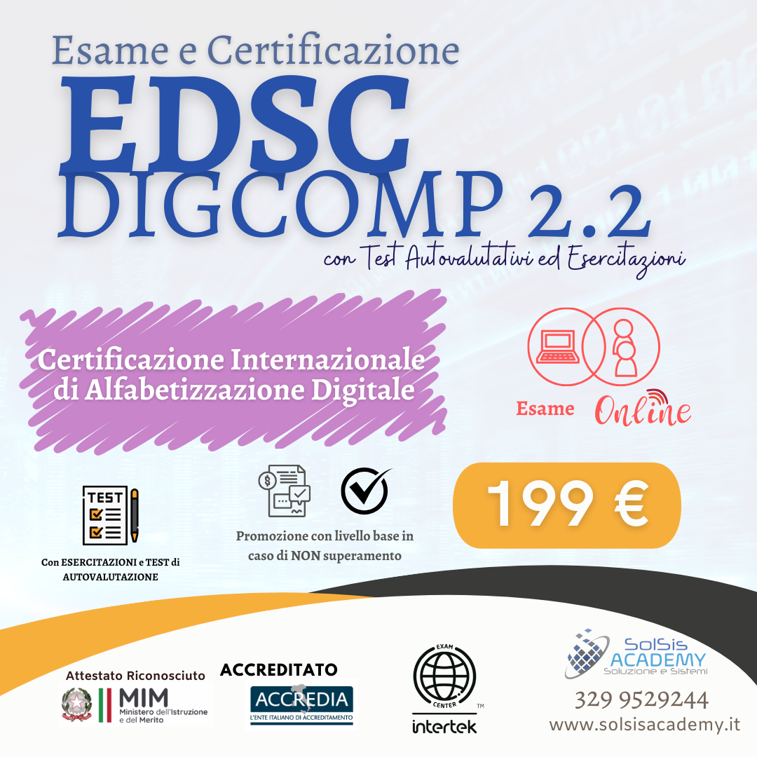 Esame + Certificato ICDL DigComp 2.2 per utente qualificato di computer ...